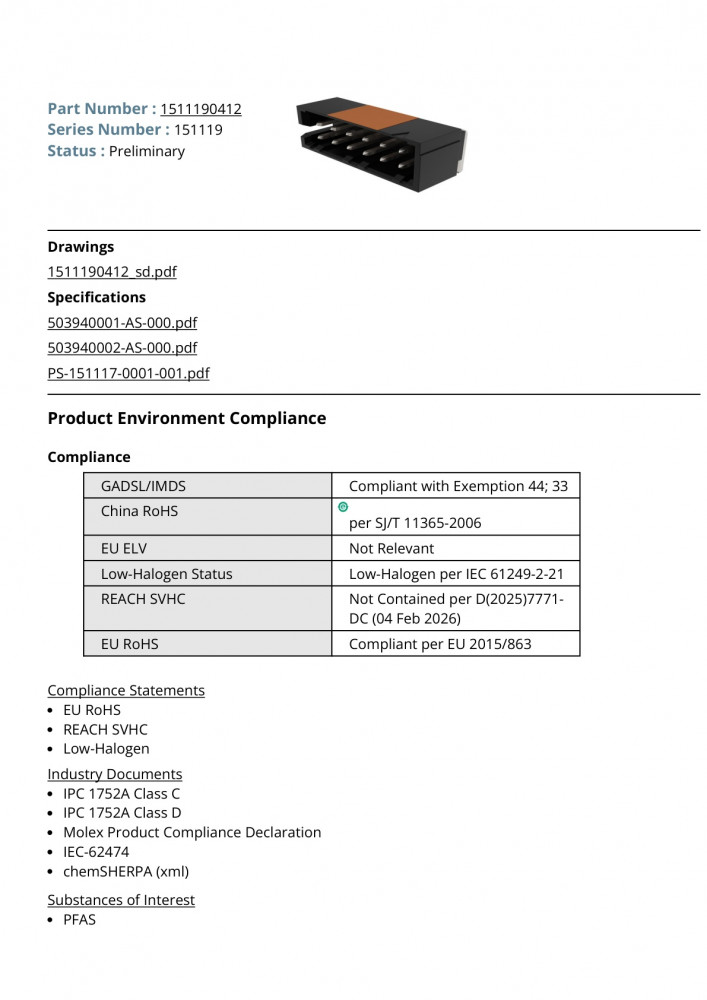 Molex Milli-Grid product specification page image 1