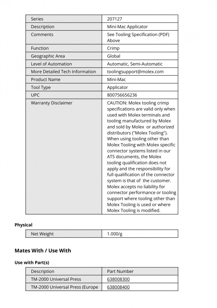 Molex 638925000 technical document image, page 2