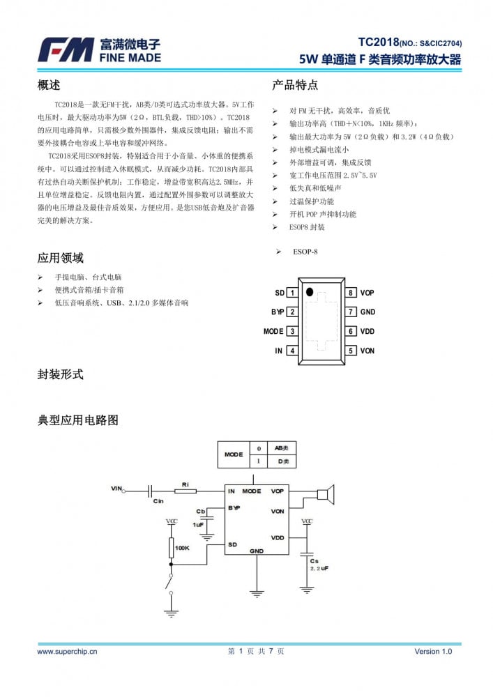 FM TC2018 datasheet page 1