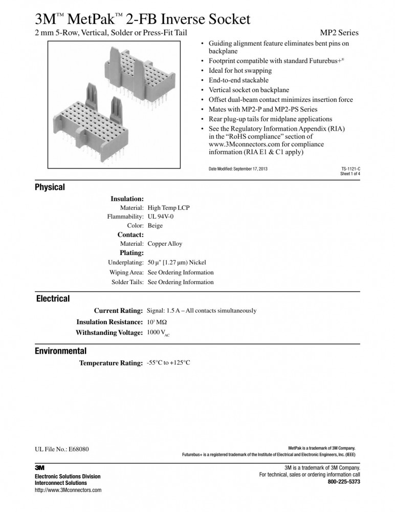 3M MP2-R090-51P1-LR technical datasheet page 1
