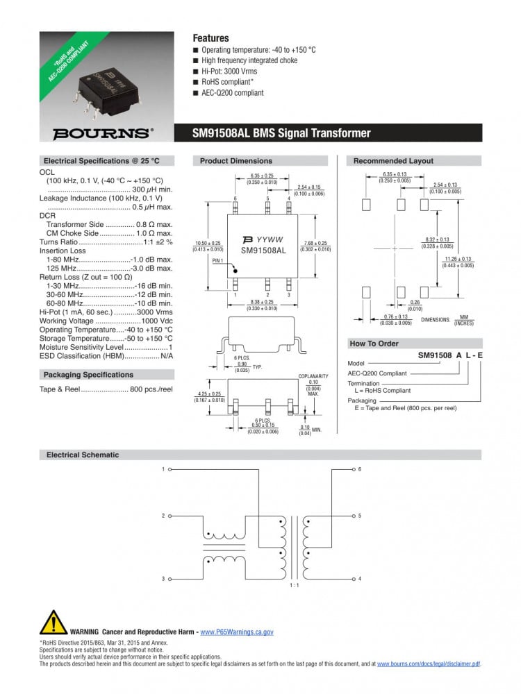 SM91508AL-E datasheet page 1