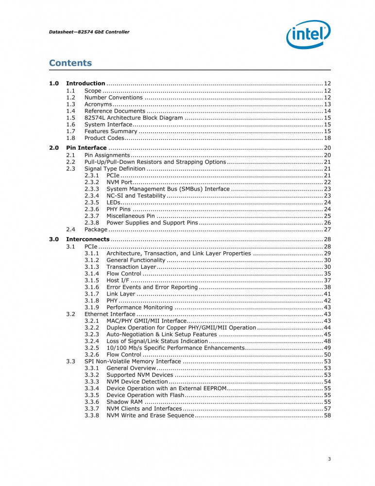 Intel 82574L datasheet page 3