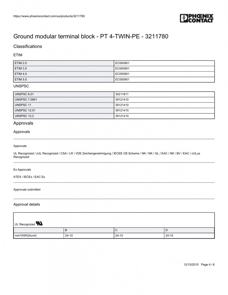 Phoenix Contact PT 4-TWIN-PE 3211780 technical document page 4