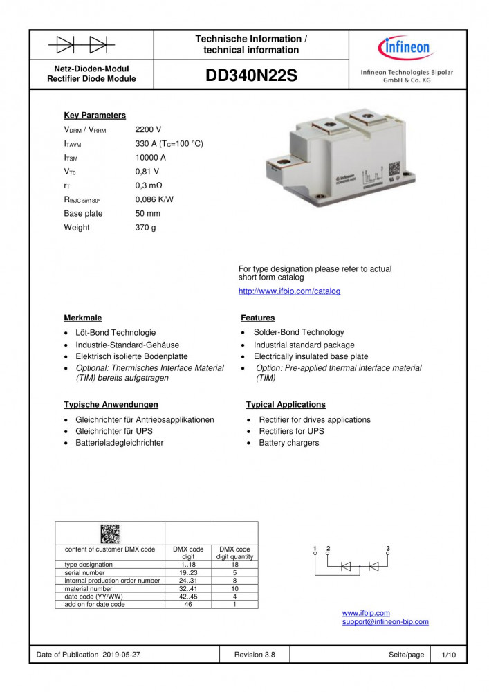 DD340N22S datasheet page 1
