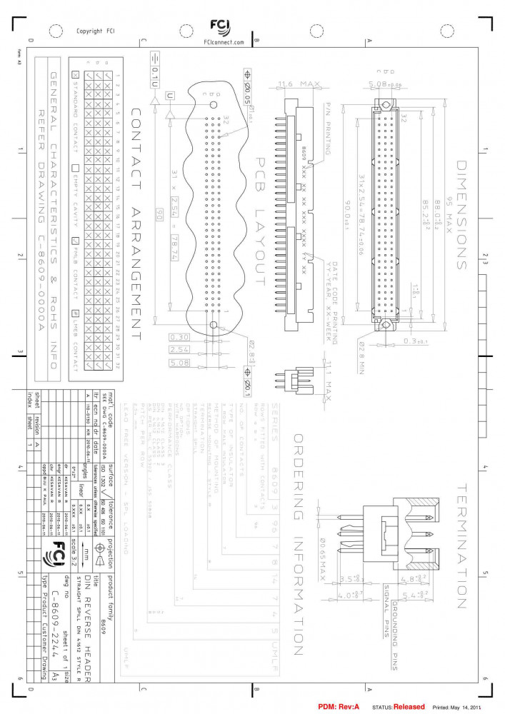 Amphenol 86093967814755UMLF technical drawing page