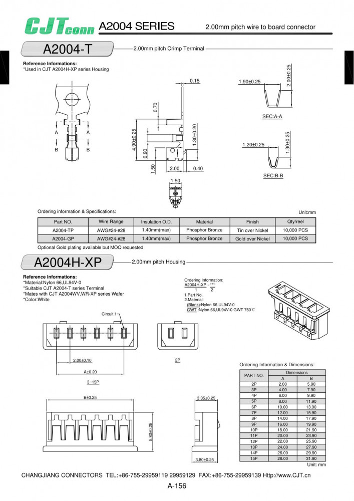 CJT A2004H series technical document page 2