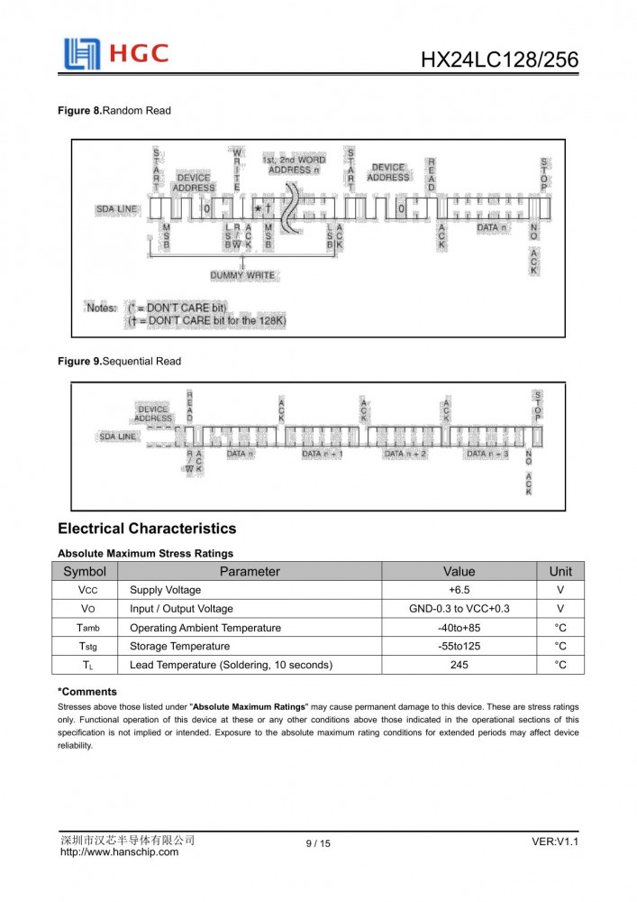 HX24LC256BDRG datasheet page 9