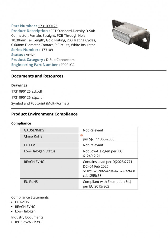 MOLEX 1731090126 drawing, page 1