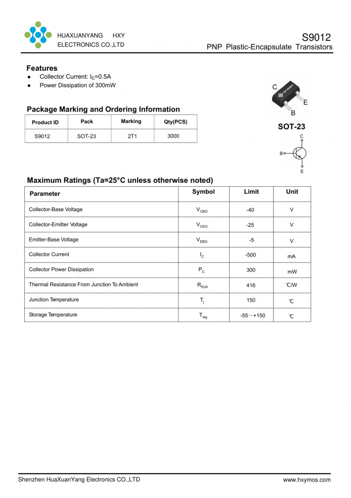 S9012 datasheet page 1