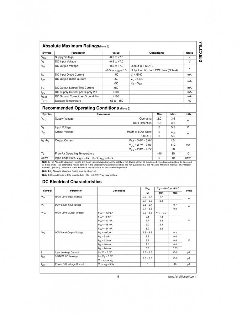74LCX652 datasheet page 6