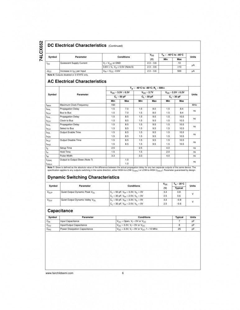 74LCX652 datasheet page 7