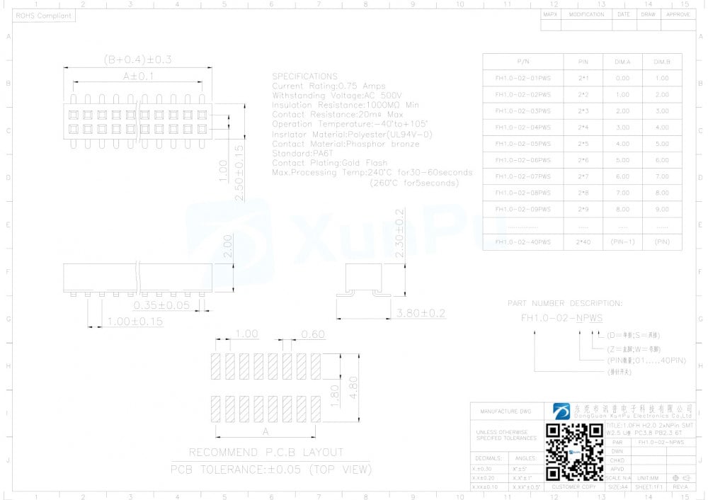 XUNPU FH1.0-02-08PWS technical document preview