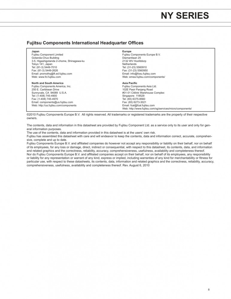FUJITSU NY Series datasheet page 8