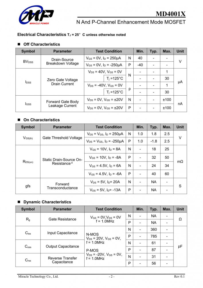 MD4001X datasheet page 2