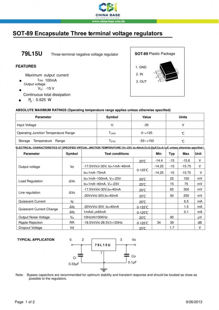 CBI 79L15U datasheet page 1