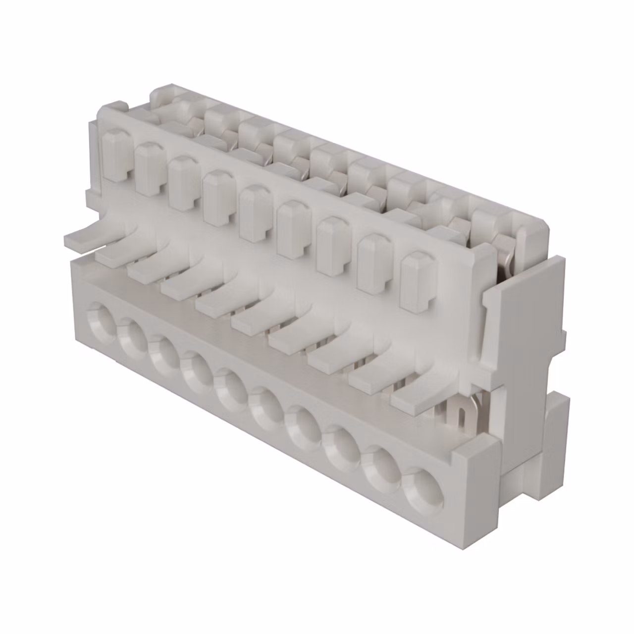 Appli-Mate RAST 2.5 IDT Housing, 2.50mm Pitch, with Side Latches, Female, 10 Circuits, Position Keys A & K Removed, Polarizing Ribs Between 1/2 and 8/9 for sale