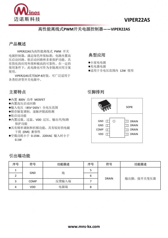 VIPER22AS datasheet page 1