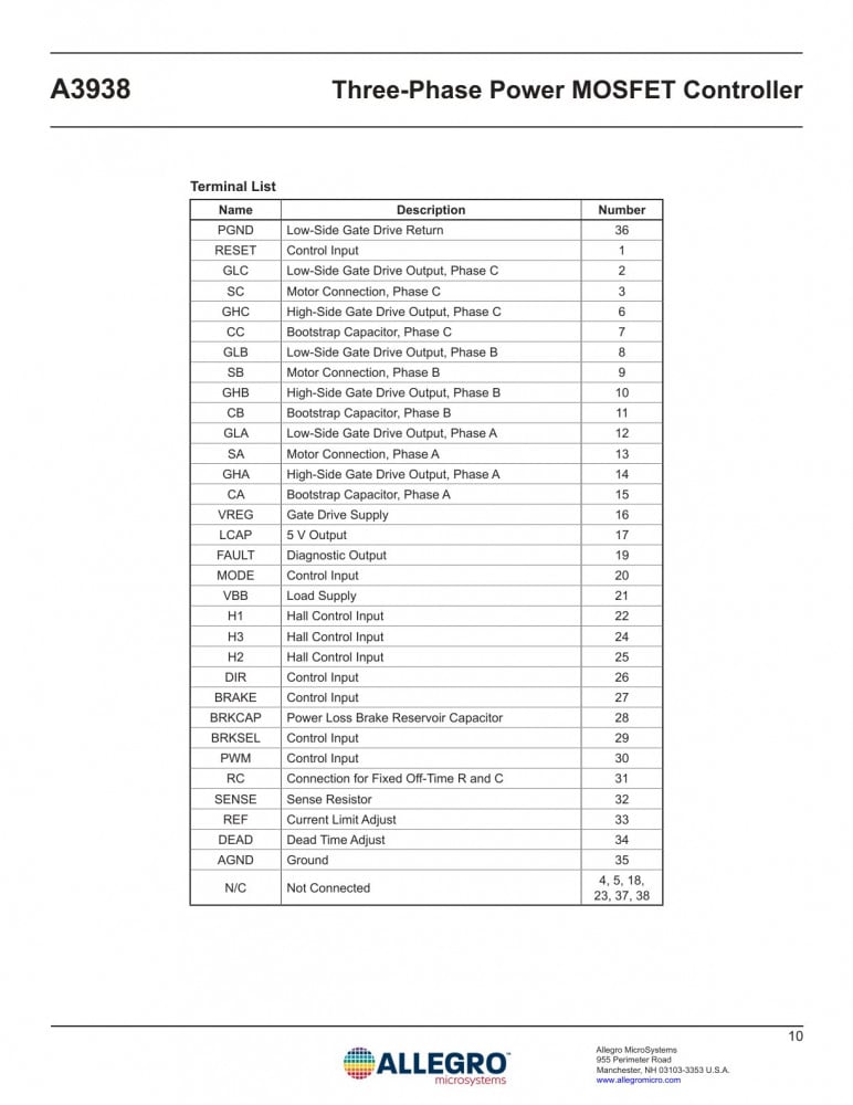 A3938 datasheet page 10