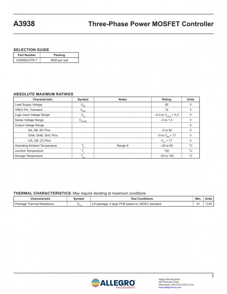 A3938 datasheet page 2