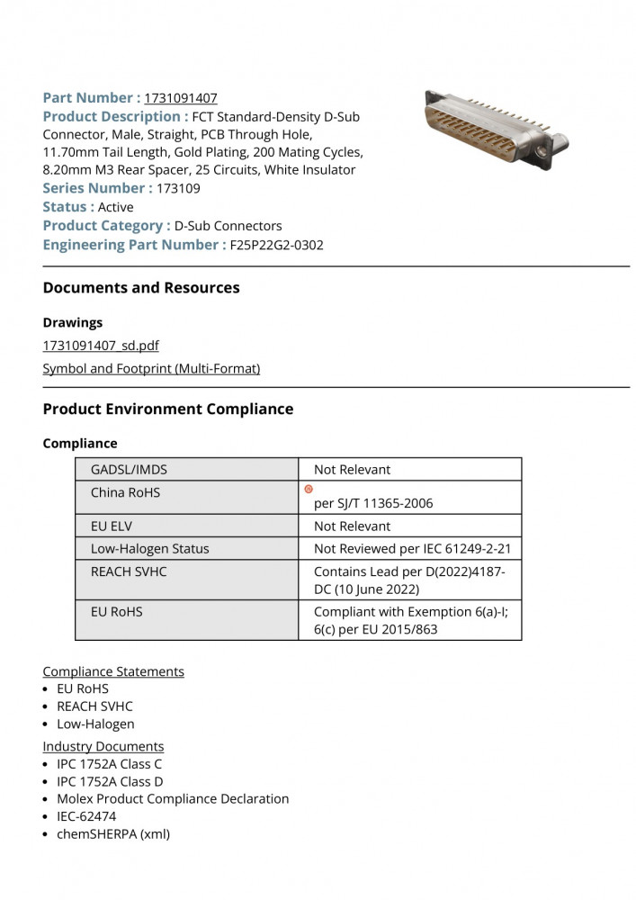 MOLEX 1731091407 drawing preview, page 1