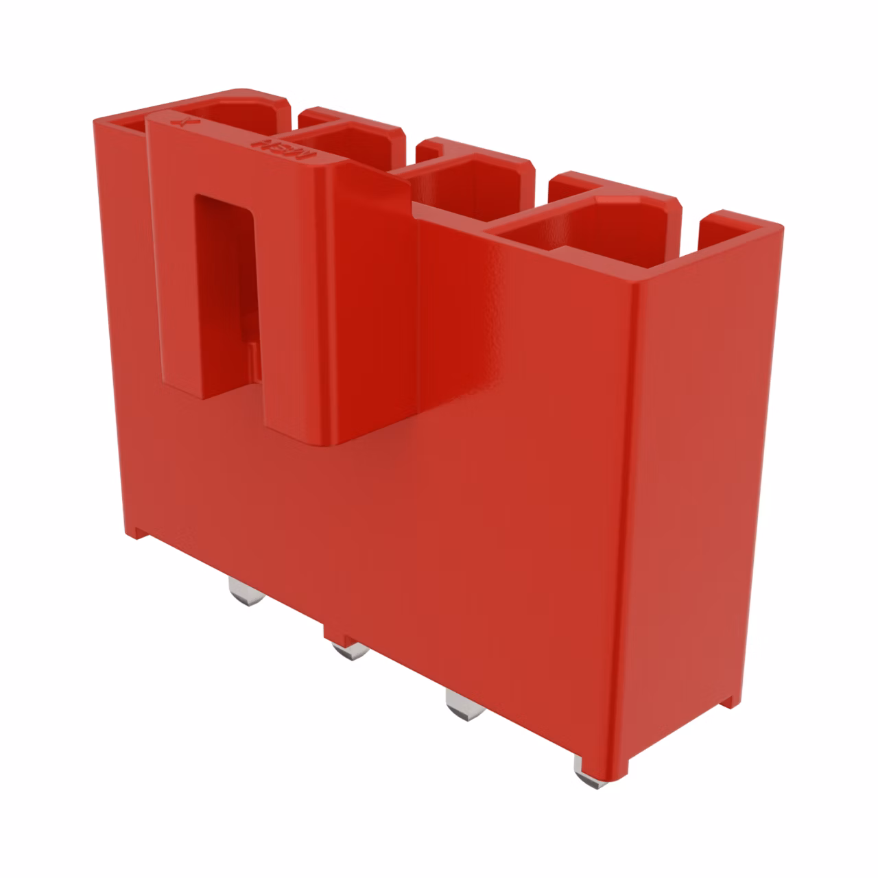 Mega-Fit ColorLock Vertical Header, 5.70mm Pitch, Single Row, 4 Circuits, Matte Tin (Sn) Plating, Glow-Wire Capable, Tray, Red for sale