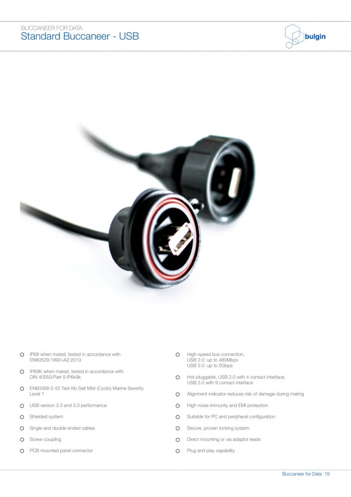Bulgin USB connector documentation page 1