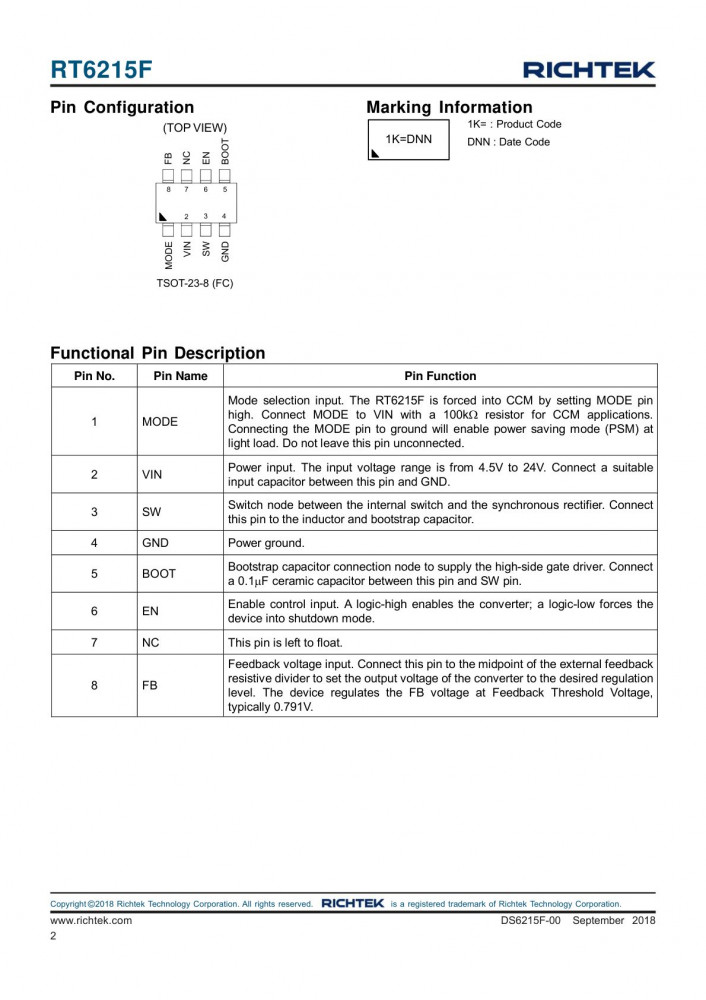 RT6215F technical document page 2