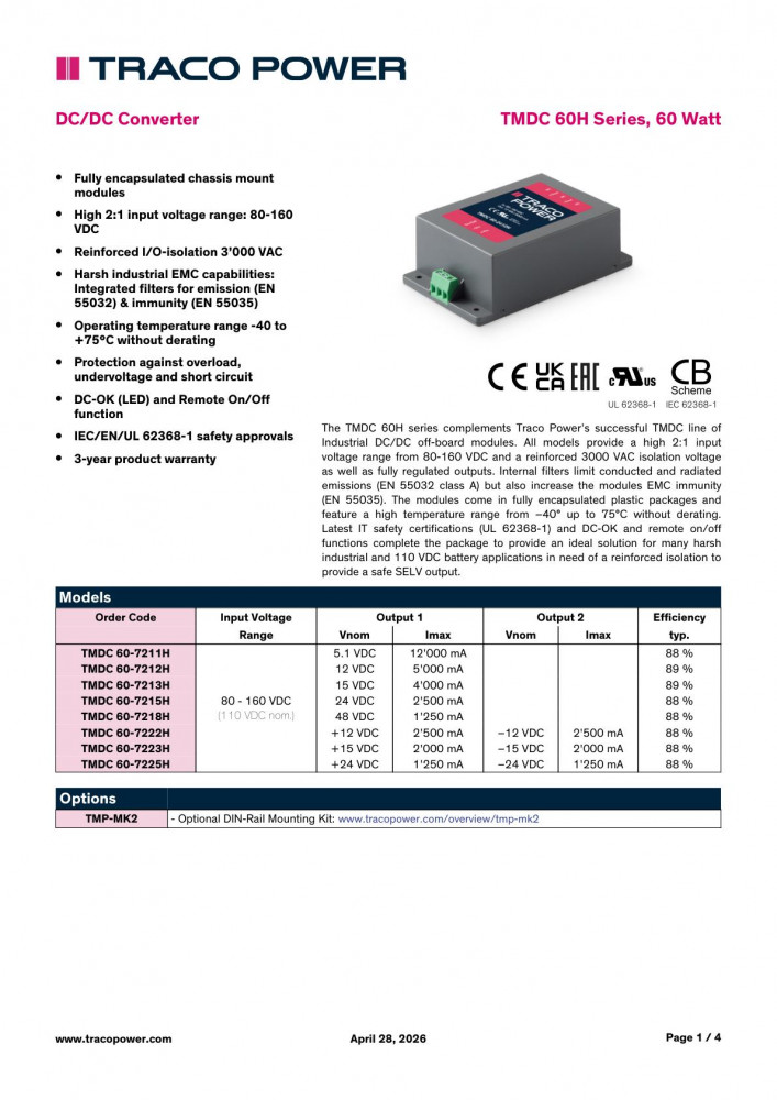 TMDC 60H datasheet page 1