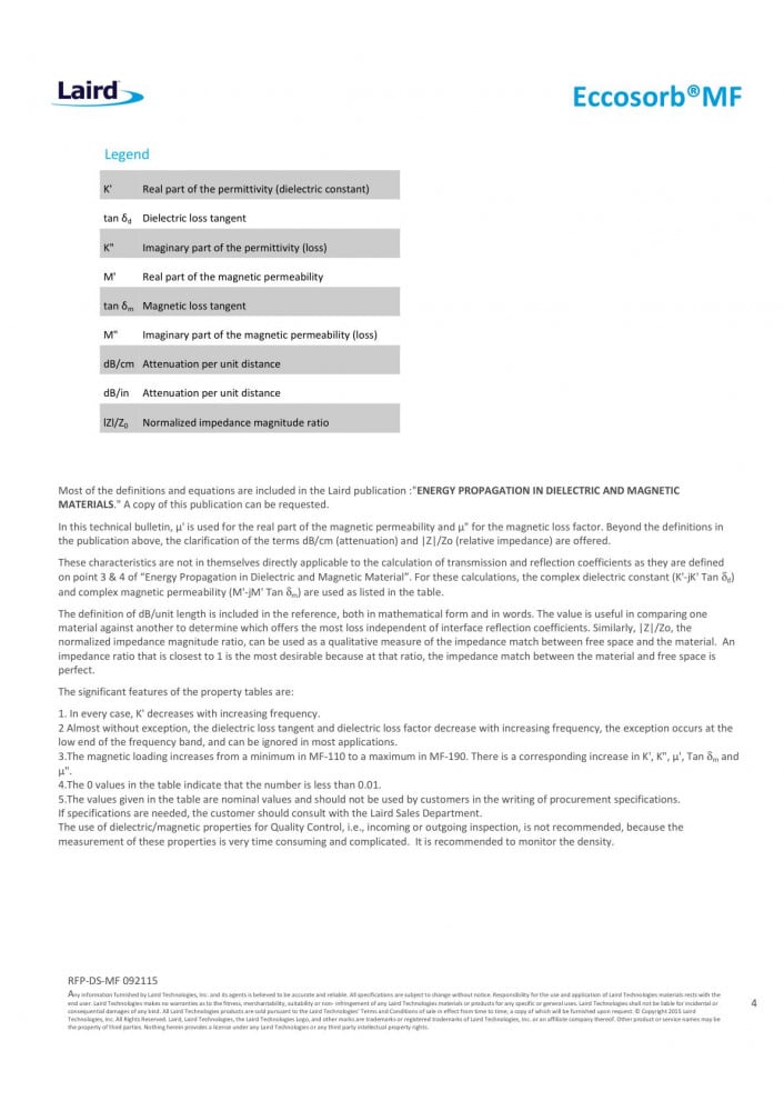 Laird Eccosorb MF technical bulletin page 4