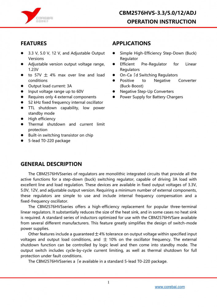CBM2576HVS-5.0 datasheet page 1