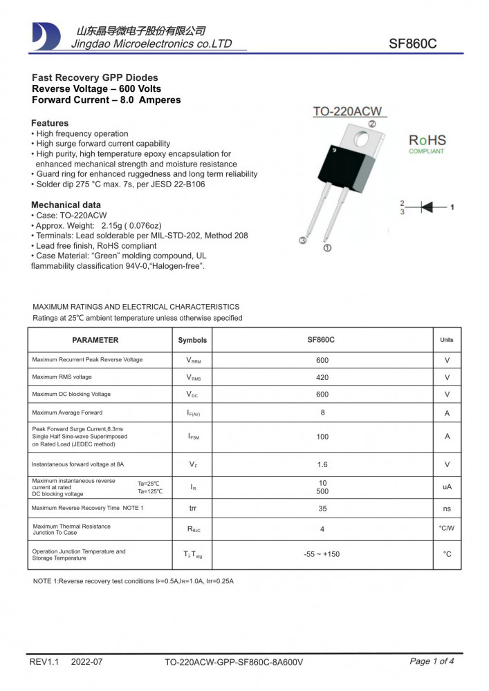 SF860C datasheet page 1