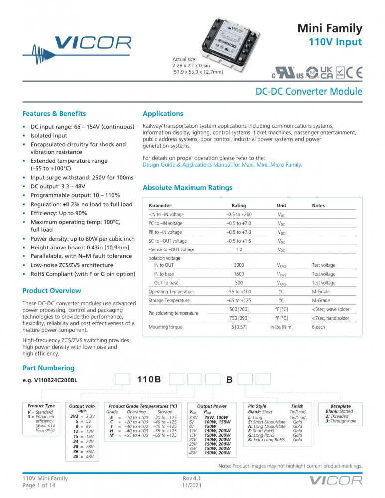VICOR converter documentation page 1