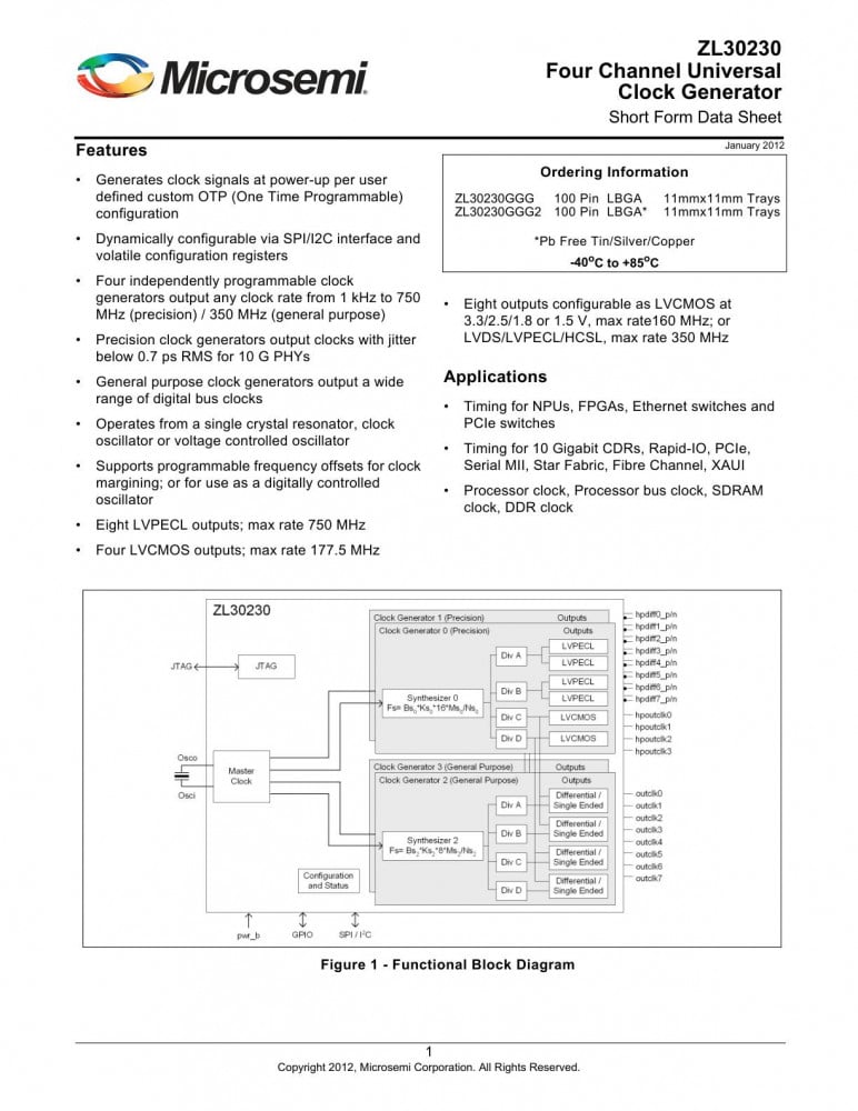 ZL30230 technical document page 1