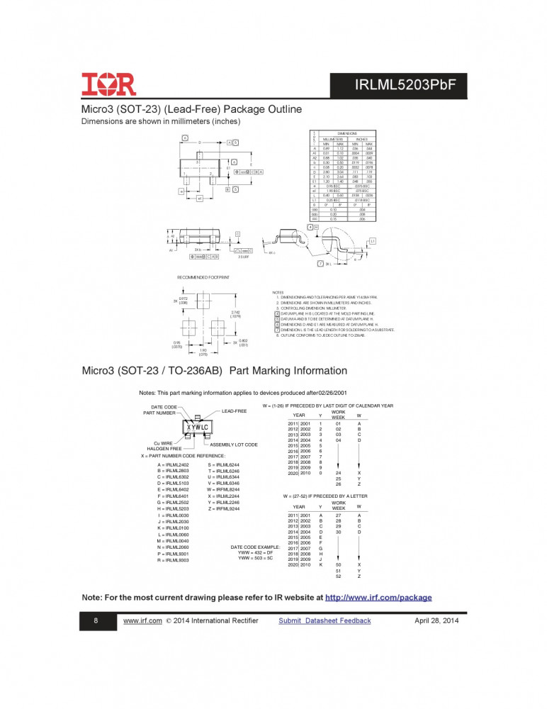 IRLML5203TRPBF datasheet page 8