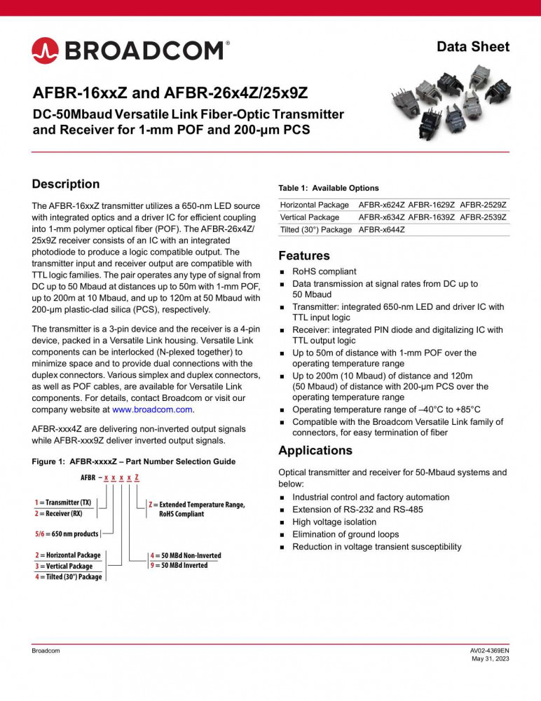AFBR-1639Z datasheet page 1