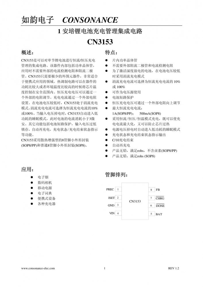 CN3153 datasheet page 1