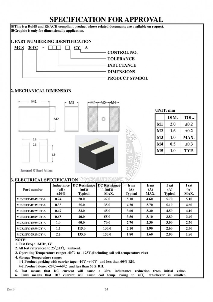 PSA MCS20FC approval specification page 4