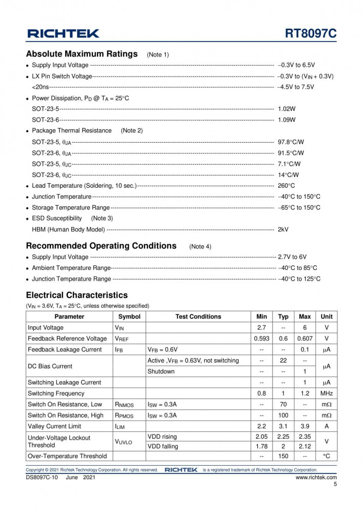 RT8097C datasheet page 5