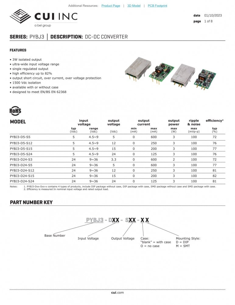 PYBJ3 datasheet page 1