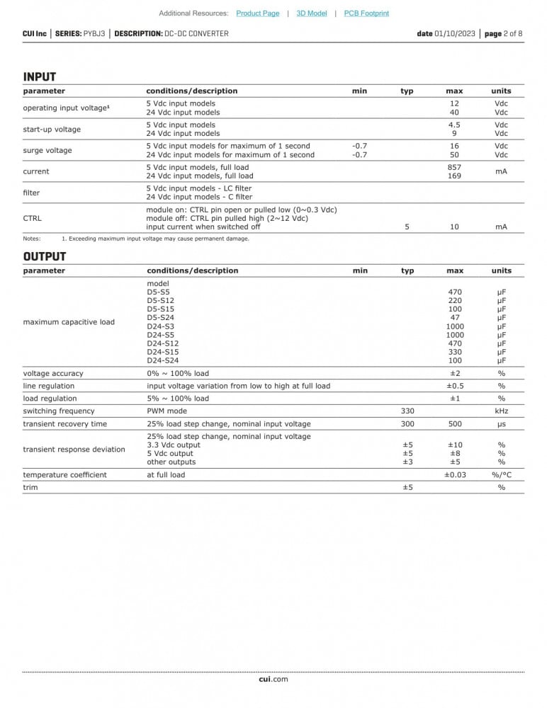 PYBJ3 datasheet page 2