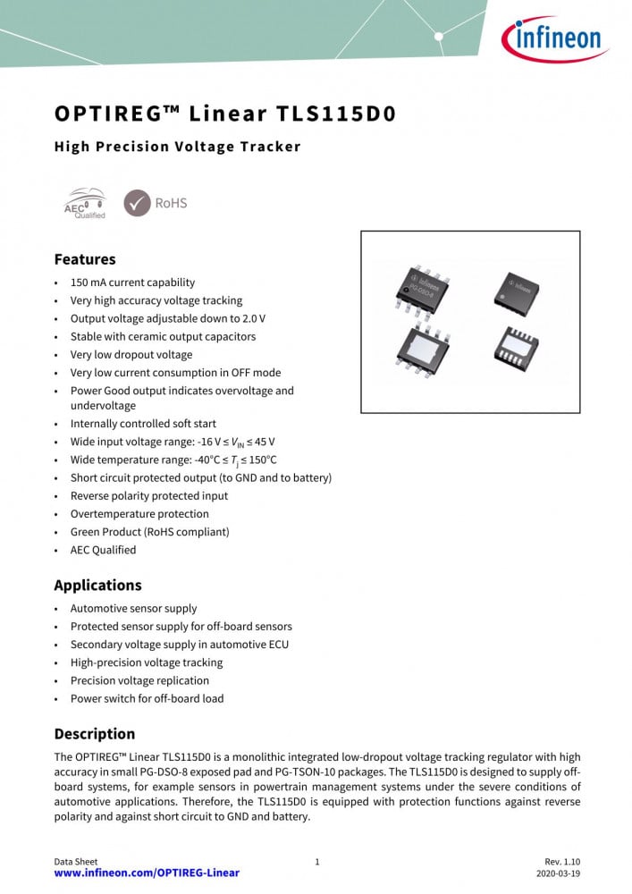 TLS115D0LD datasheet page 1