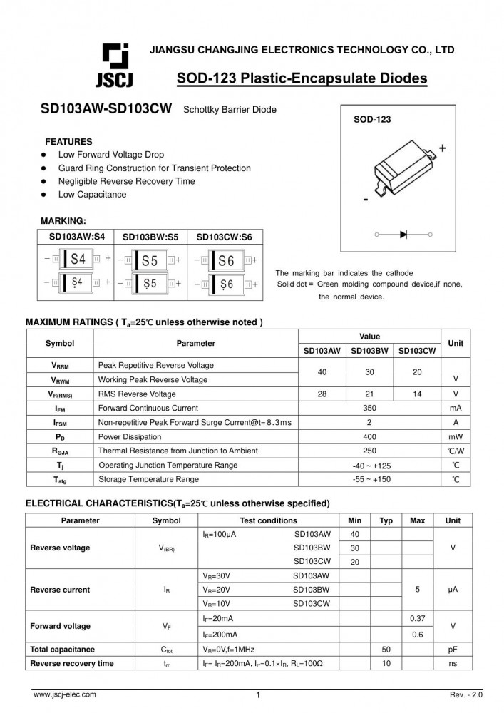 SD103CW datasheet page 1