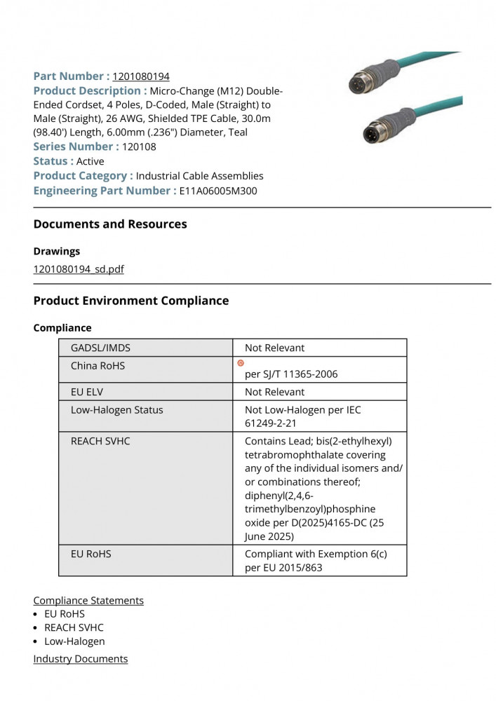 MOLEX cable assembly drawing page 1