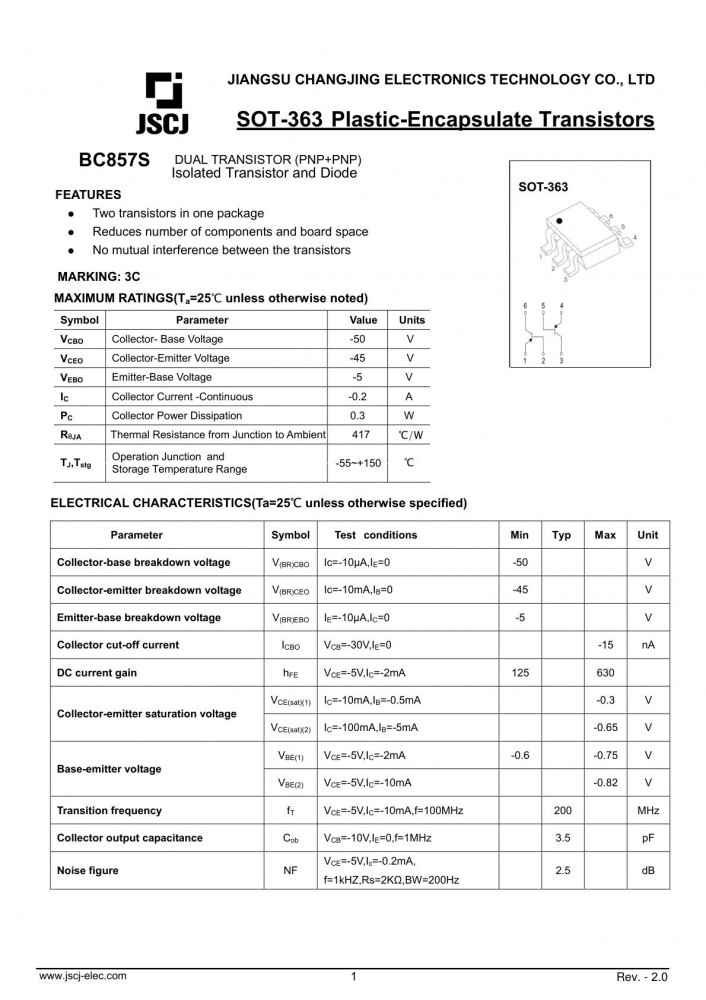 BC857S datasheet page 1