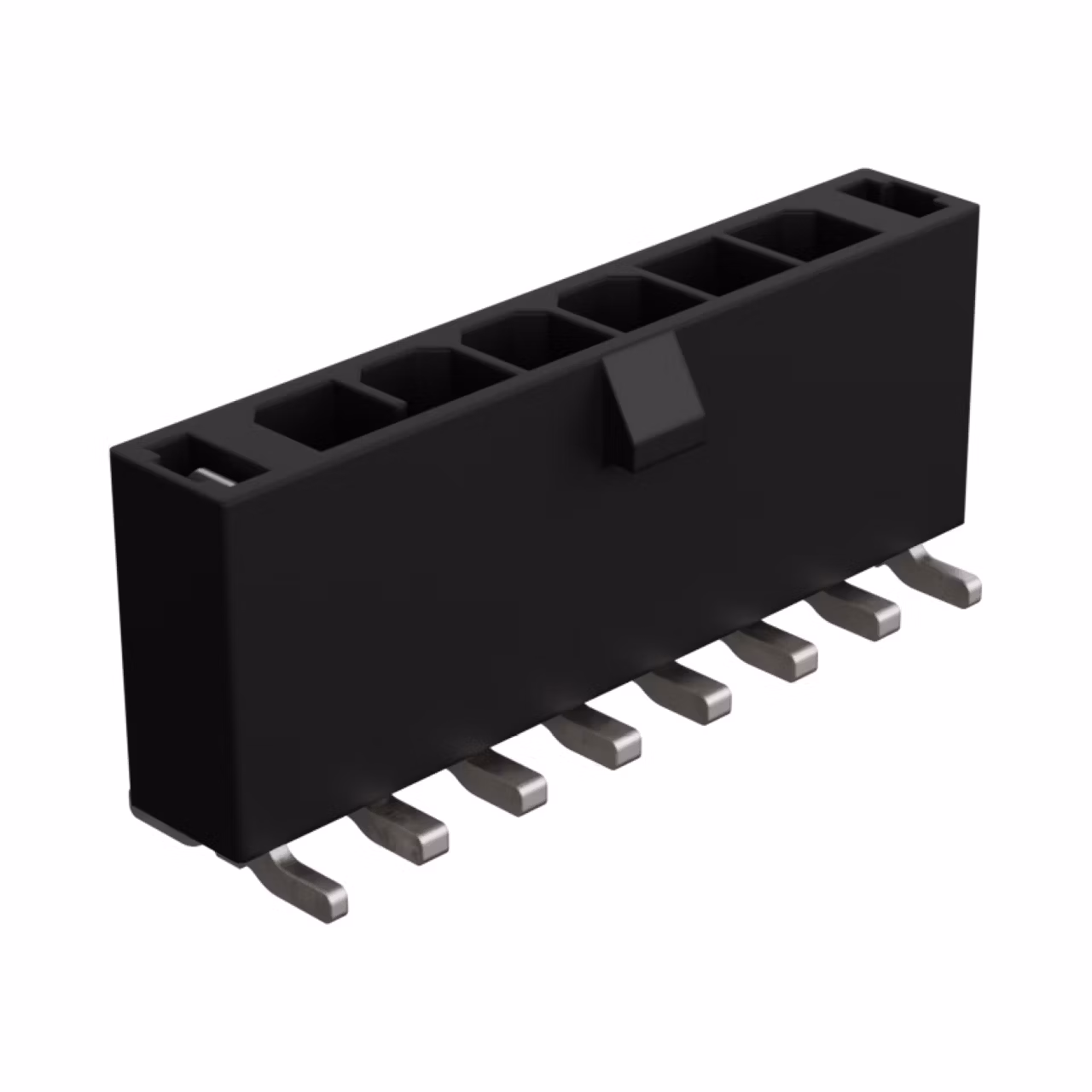 Mini-Fit Max Vertical Header, Single Row, Surface Mount, 6 Circuits, Matte Tin (Sn) Plating, Black, Glow-Wire Capable, with Pick-and-Place Tape, Tape and Reel for sale