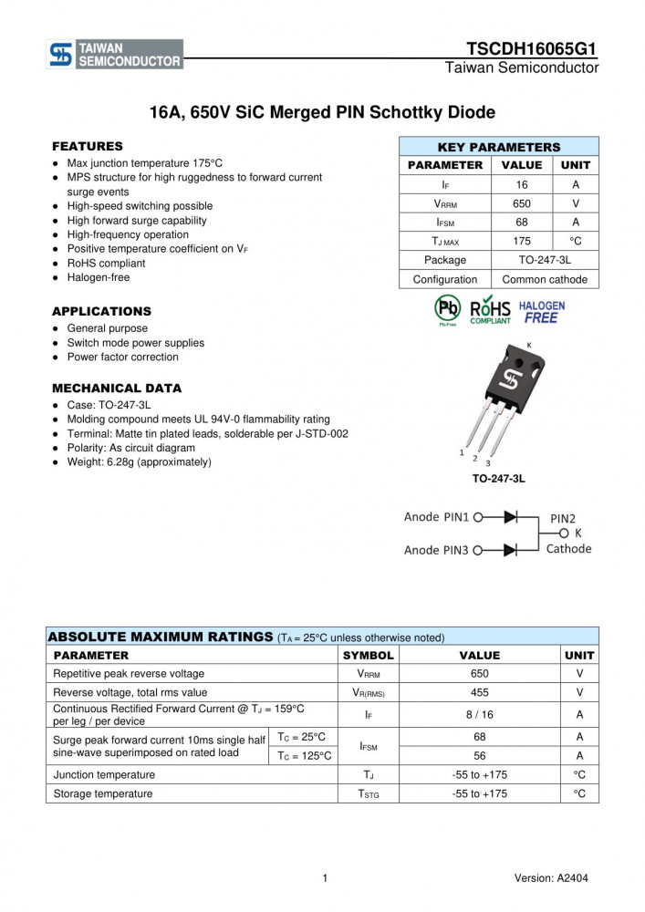 TSCDH16065G1 datasheet page 1
