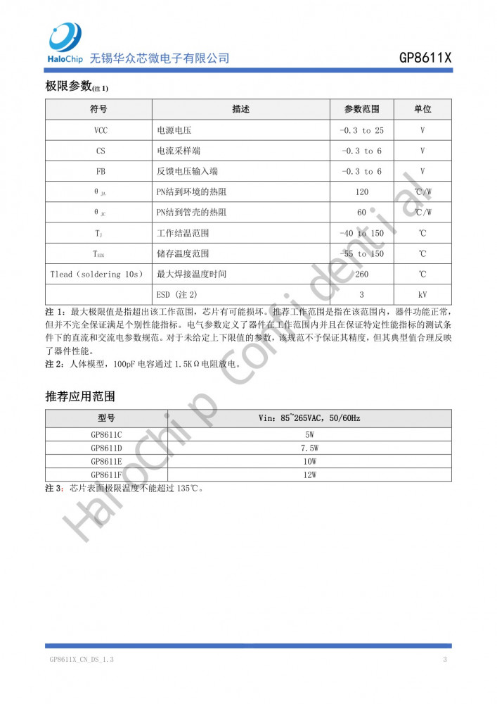 GP8611E datasheet page 3