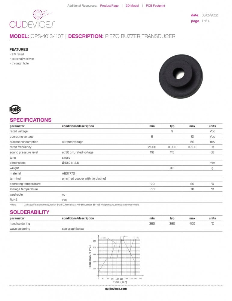 CPS-4013-110T product documentation page 1