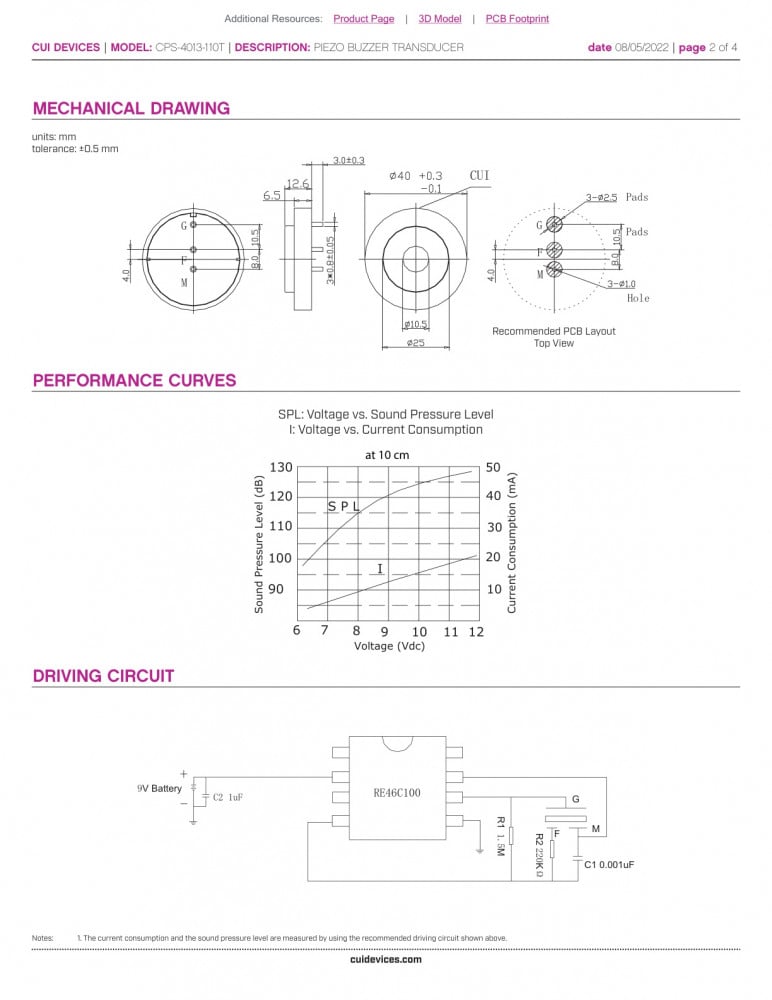 CPS-4013-110T product documentation page 2