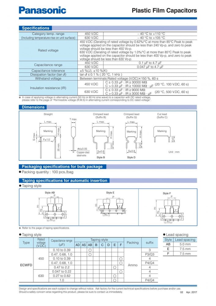 ECWFD series datasheet page 2